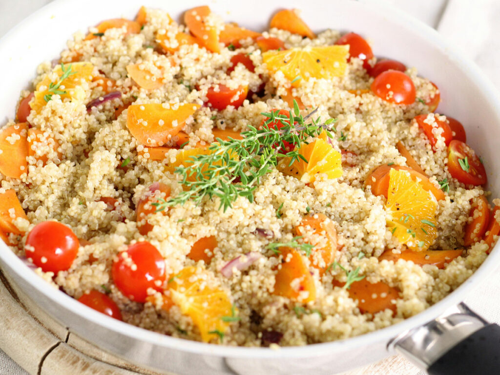 Quinoa and Chickpea Salad with Chard and Beet Microgreens - THE SAGE